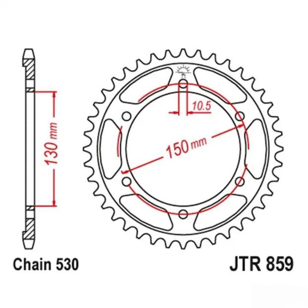 Zadnji lančanik motocikla – JTR 859 - Kompatibilan sa lancem: 530 -
