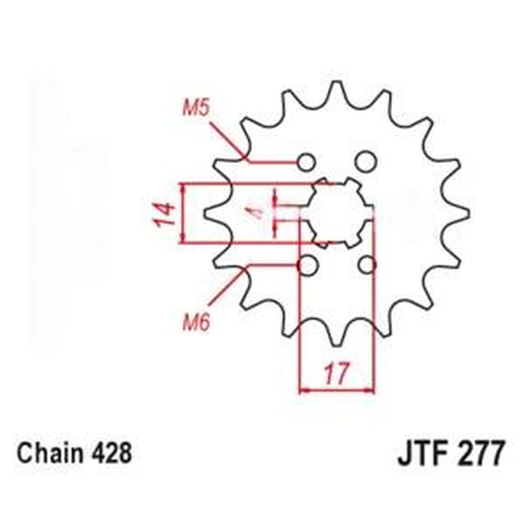 Prednji zupčanik JTF277 za lanac 428 - Tip: prednji pogonski zupčanik