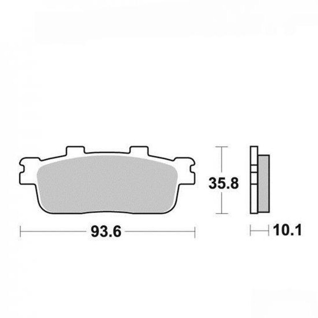 Pločica kočnice dimenzija 93.6 mm dužine, 35.8 mm visine i 10.1 mm