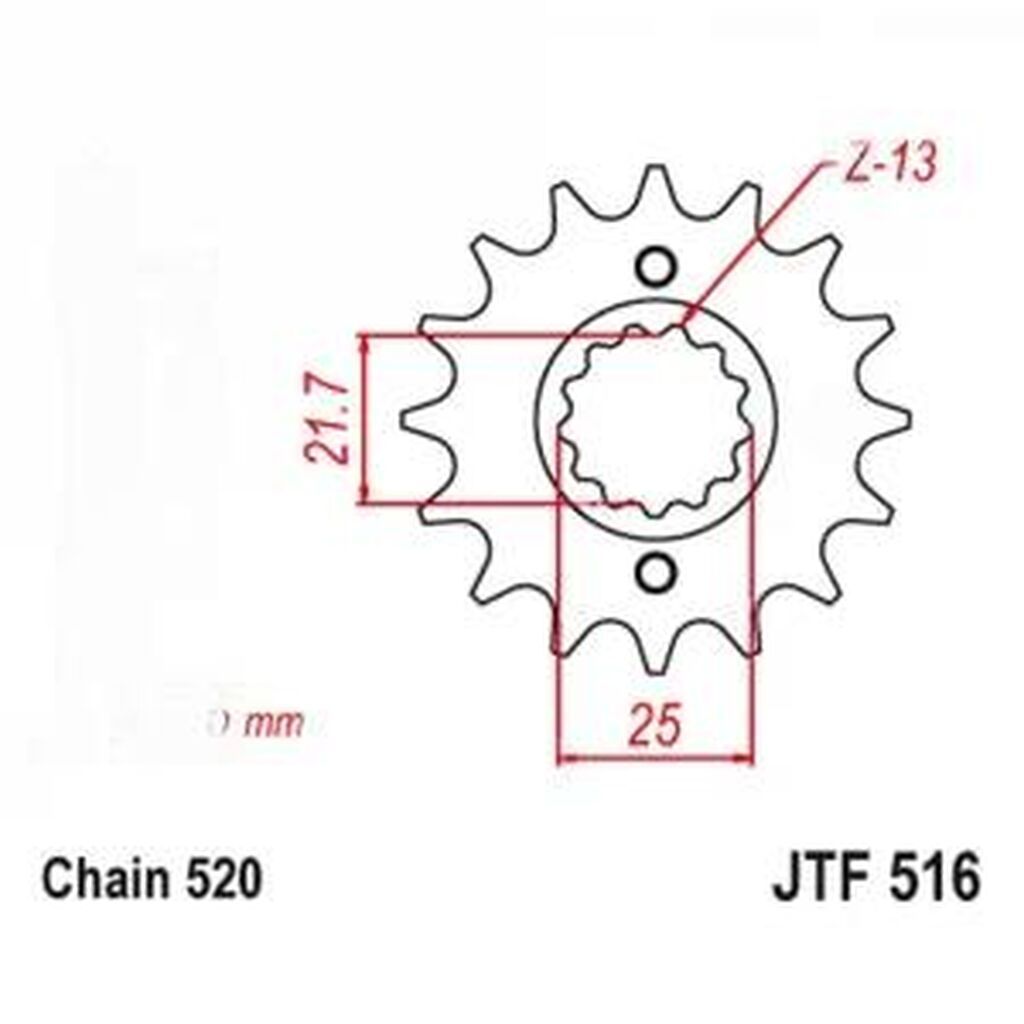Prednji lančanik JTF516 za motocikle - Tip lanca: 520 - Broj zuba