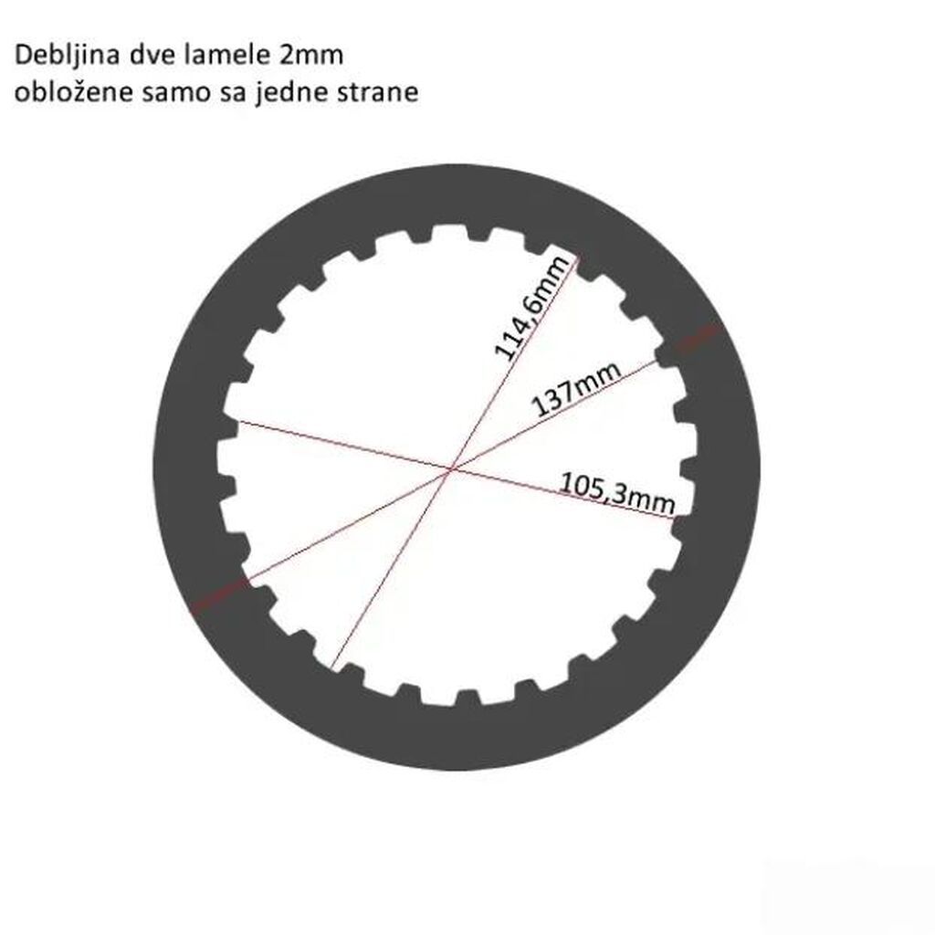 Set lamela kvačila za motocikle, brenda RMS. Uključuje komponente sa