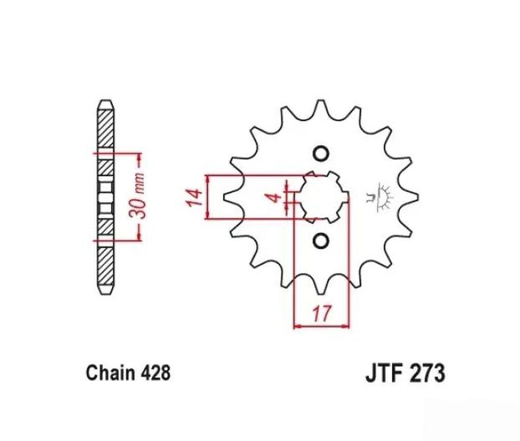 Prednji lančanik JTF273 za motocikle – za lanac 428 - Tip: prednji