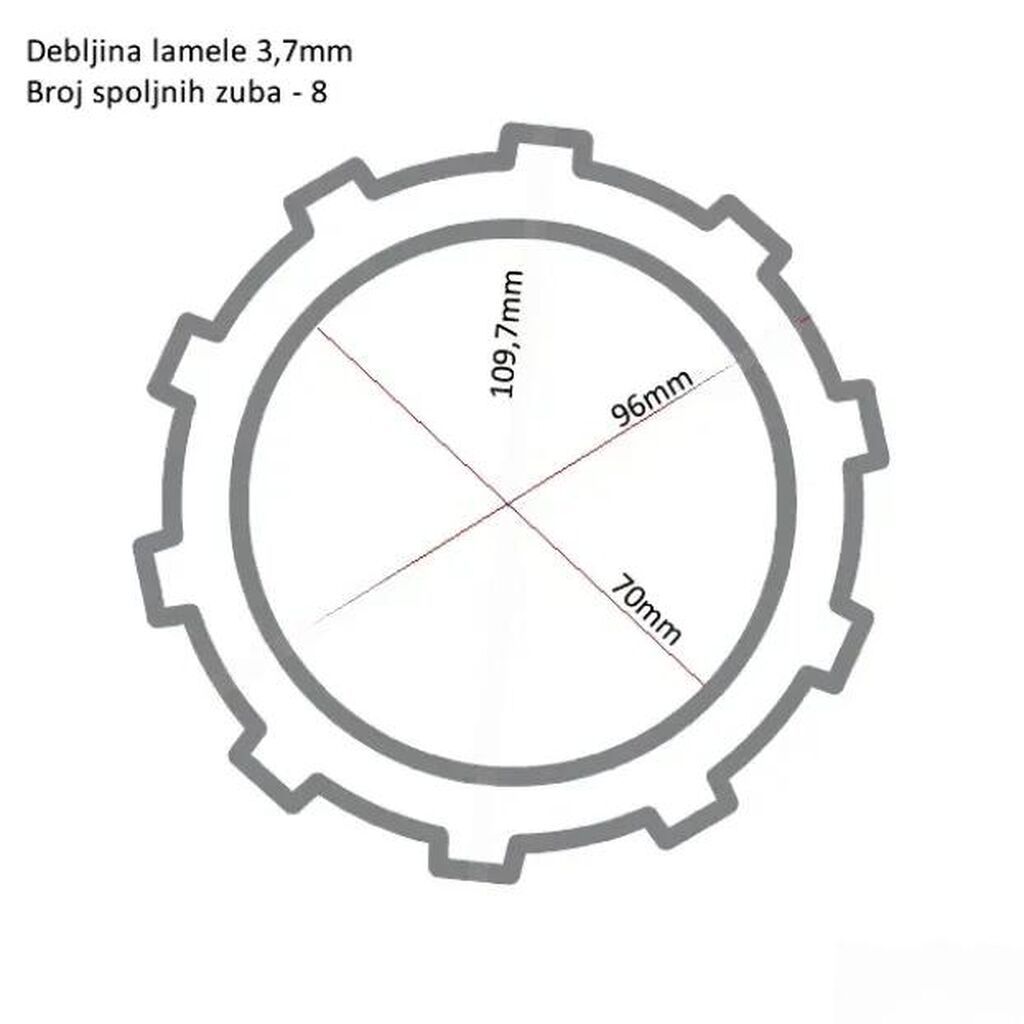 Set lamela kvačila za skuter/ATV – 3 kom - Tip: frikcione (obložene)