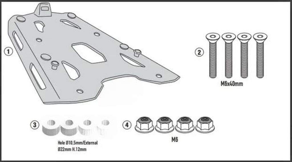 Aluminijumska zadnja ploča/nosač za top case – za motocikle - Robusna