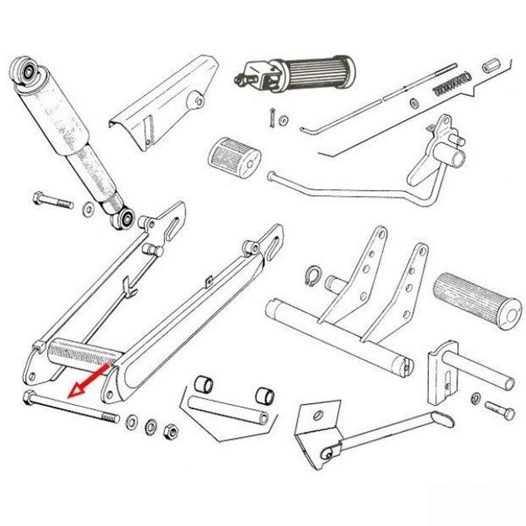 Osovina/pivot vijak zadnje viljuške za Tomos - Namena: spojna osovina