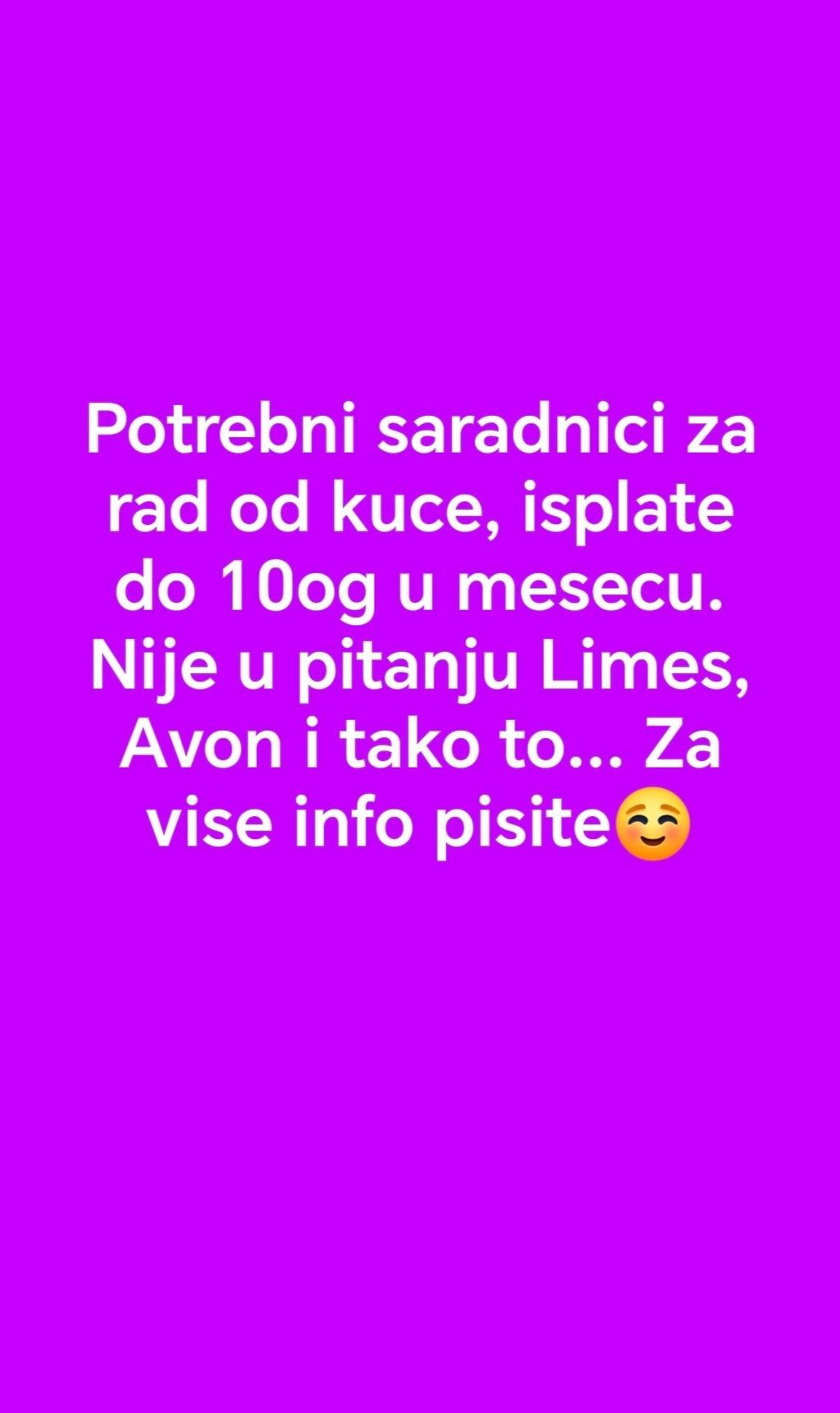 Za više info, pišite mi ☺️
