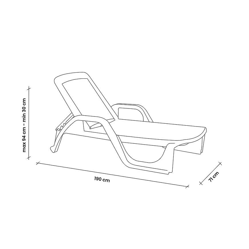 Nilo baštenska ležaljka 190x71x46cm, grafit