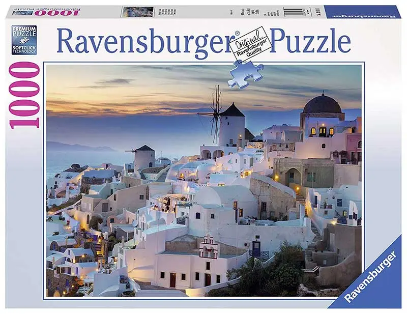 Puzzle 1000 delova - Veče se spušta na Santorini - Ravensburger