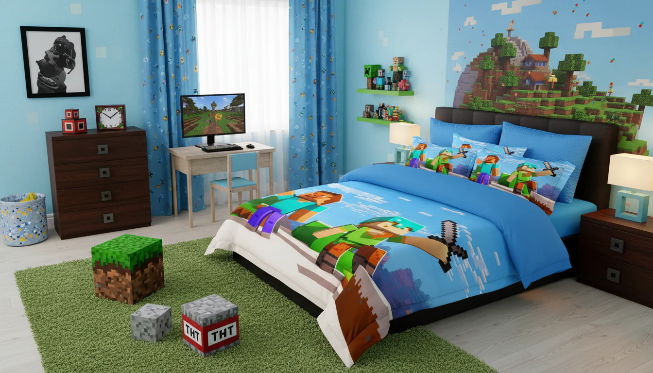 Minecraft 5D Posteljina – Set za Decu sa 3D Efektom