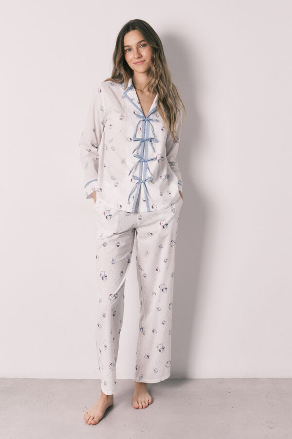 Langer Baumwoll-Pyjama im Hemdlook Hello Kitty