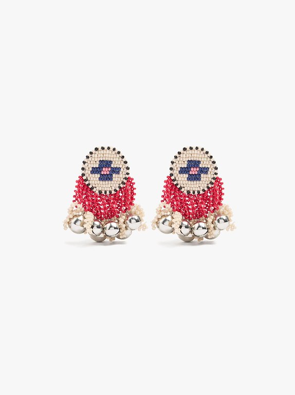 ROUND EARRINGS WITH BEADS AND BELLS