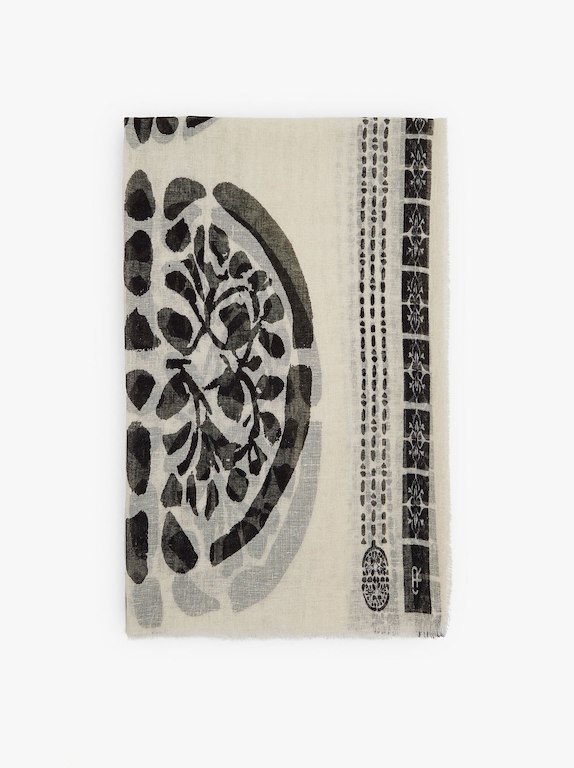 PRINTED SCARF WITH LINEN BLEND
