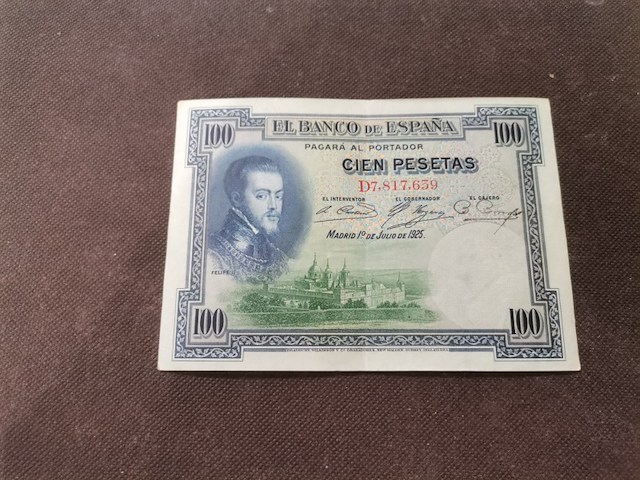 SPAIN 100 PESETAS 1925