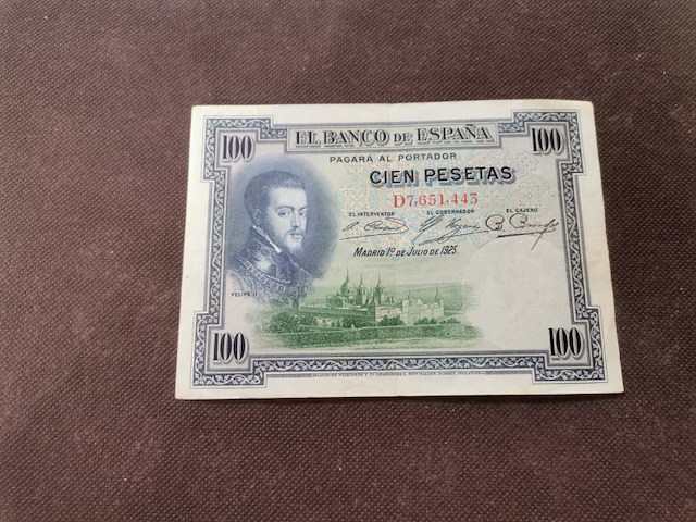 SPAIN 100 PESETAS 1925