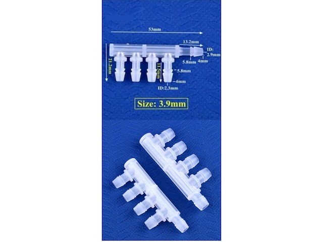 Spojnica sa 4 izlaza za akvarijumsko crevo fi 4 mm