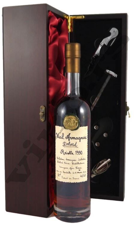 Delord Armagnac Recolte 1990 Wooden Box 0,5 L