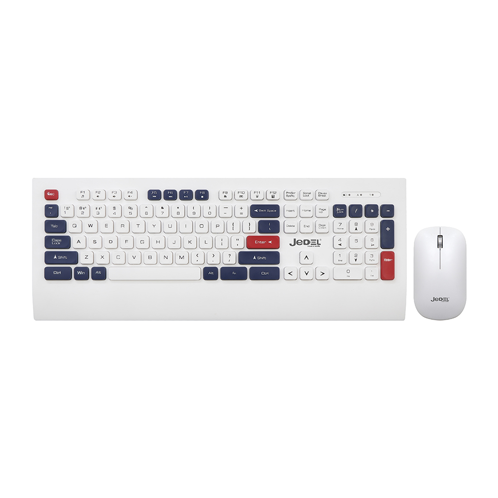 Tastatura bezicna i mis bezicni WS671 belo-plava JEDEL