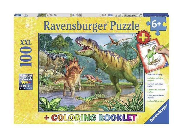 Slagalica 100 delova + bojanka - Svet dinosaurusa - Ravensburger 13695