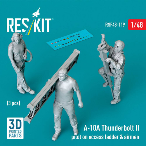 NEW! RES/KIT F48-0119 Fairchild A-10 A Thunderbolt II Pilot on Access Ladder & Airmen (3 Figures / 3D-Printed)