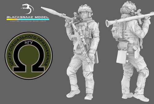 BlackSnake Model UKS-10-16 Ukrainian Omega Special Forces Operator with RPG (1 Figure / 3D-Printed)