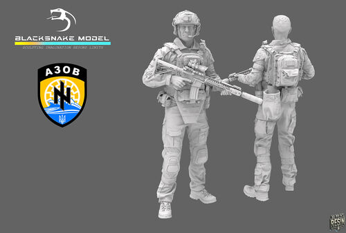 BlackSnake Model UKS-01-16 Ukrainian Soldier of Azov Regiment - Soldier No.1 (1 Figure / 3D-Printed)