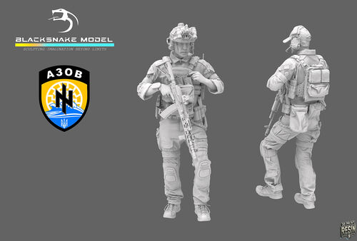 BlackSnake Model UKS-03-16 Ukrainian Soldier of Azov Regiment - Soldier No.3 (1 Figure / 3D-Printed)