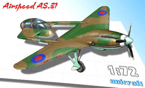 Unicraft 72133 Airspeed AS.31 - Totally Weird British 1935 Fighter Project (Unicraft kits do not include decals)