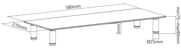 Gembird MS-TABLE-GM-01 postolje za monitor od kaljenog stakla 580x 210 x 90 mm