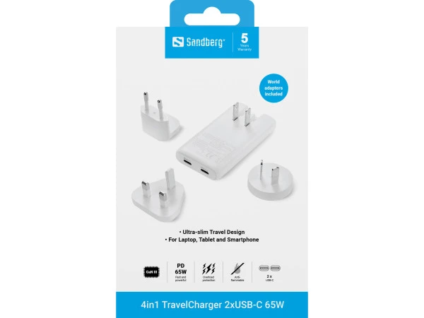 Sandberg 4in1 Travel Charger 2xUSB-CA 65W 441-68