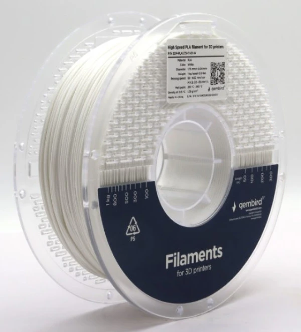 Gembird 3DP-PLA1.75HY-01-W PLA filament velike brzine za 3D stampac 1.75mm, kotur 1KG WHITE