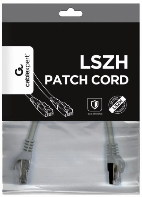 PP6A-LSZHCU-0.25M Gembird Mrezni kabl, SFTP CAT.6A BAKARNI LSZH Patch cord 0.25m Grey