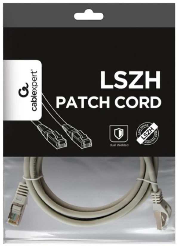 PP6A-LSZHCU-2M Gembird Mrezni kabl, SFTP CAT.6A BAKARNI LSZH Patch cord 2m Grey