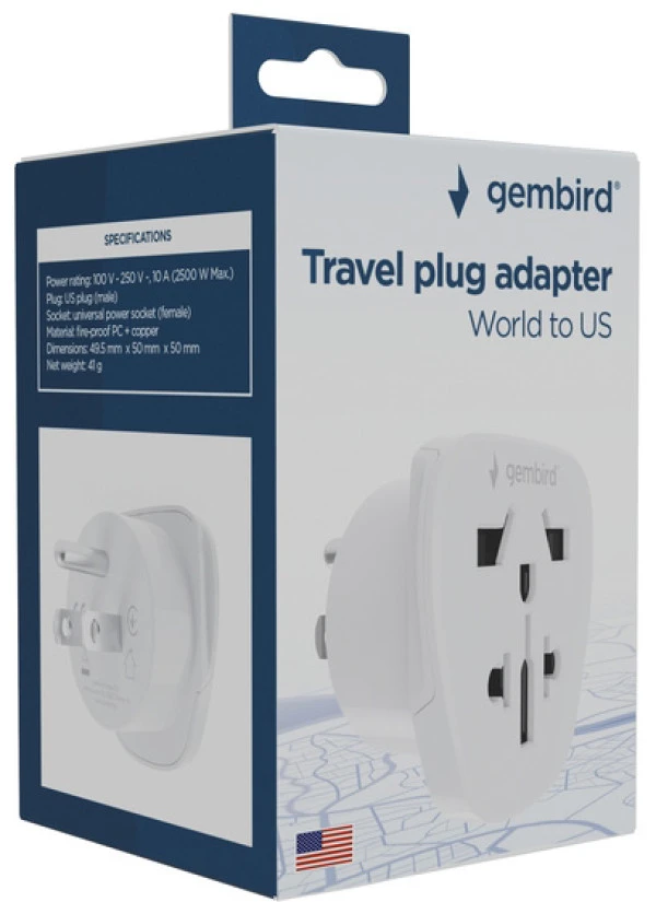 Gembird Travel adapter A-AC-USMINTF US suko 10A