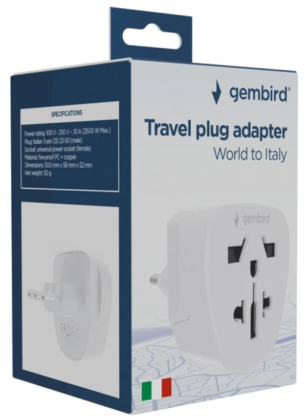 Gembird Travel adapter A-AC-ITMINTF IT suko 10A