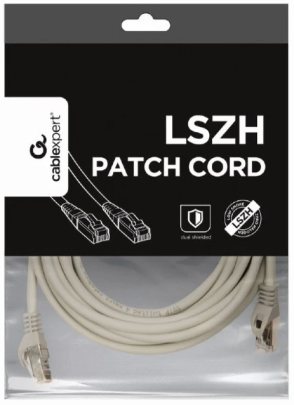 PP6A-LSZHCU-5M Gembird Mrezni kabl, SFTP CAT.6A BAKARNI LSZH Patch cord 5m Grey