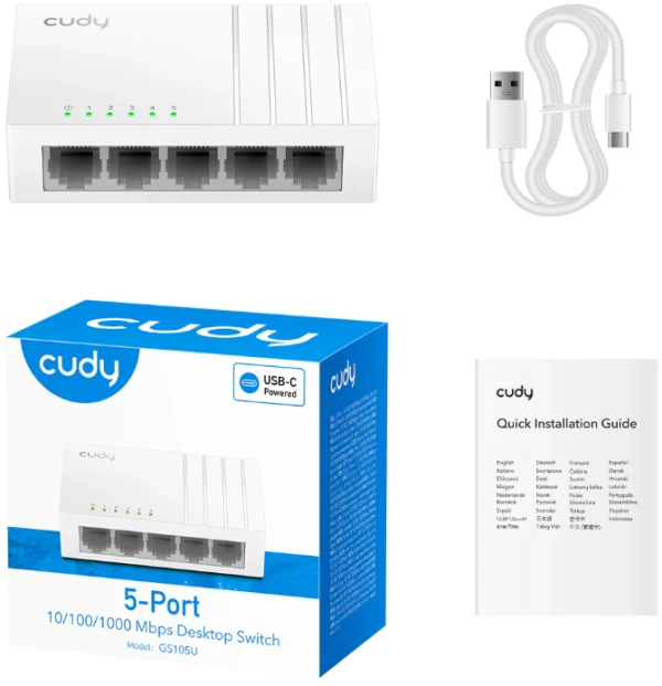 Cudy GS105U 5-Port Gigabit Ethernet Switch with USB-C Power Jack