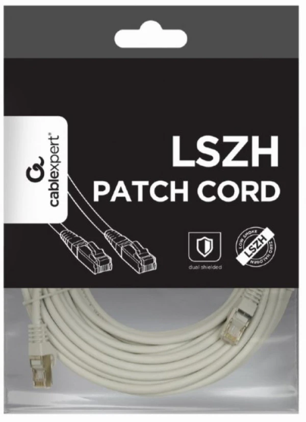 PP6A-LSZHCU-15M Gembird Mrezni kabl, SFTP CAT.6A BAKARNI LSZH Patch cord 15m Grey