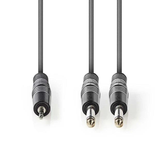 Nedis COTH23200GY50 Stereo Audio Cable 2x6.35mm muski na 3.5mm muski, 5m, Dark Grey