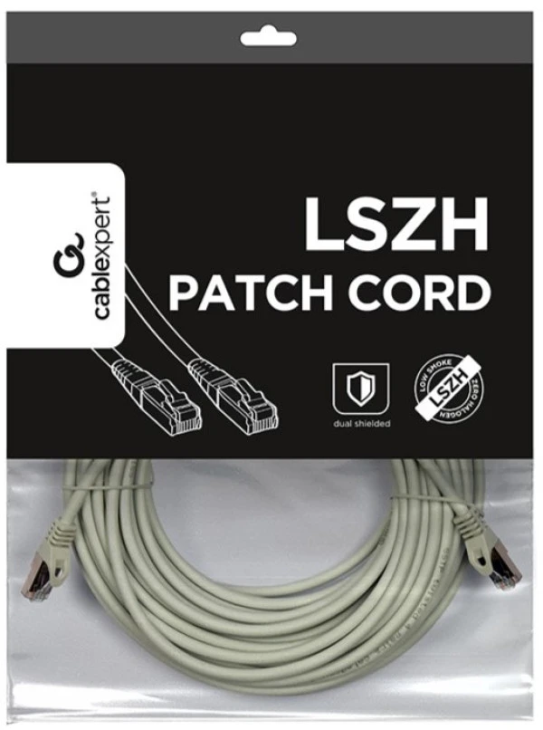 PP6A-LSZHCU-20M Gembird Mrezni kabl, SFTP CAT.6A BAKARNI LSZH Patch cord 20m Grey