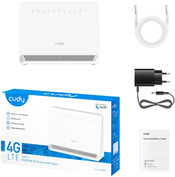 Cudy LT400V N300 Wi-Fi 4G LTE-Cat4 VoLTE Router