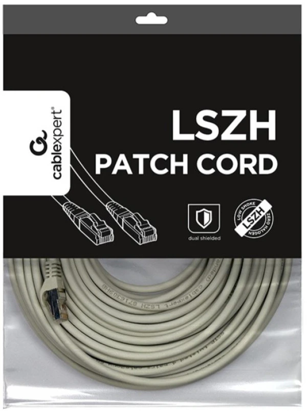 PP6A-LSZHCU-60M Gembird Mrezni kabl, SFTP CAT.6A BAKARNI LSZH Patch cord 60m Grey