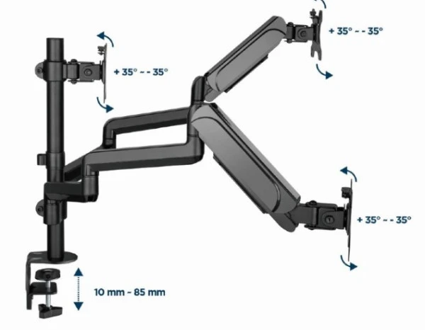Gembird MA-DA3-01 Podesivi stoni drzac za monitor sa tri ruke, tilt, 17-27 max.7kg