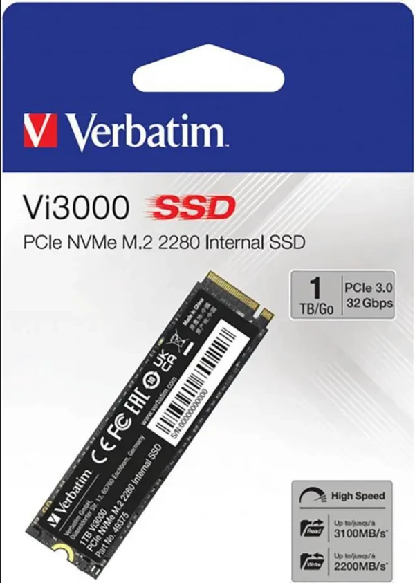 Verbatim SSD M.2 NVMe 1TB Vi3000 3100MBs2200MBs