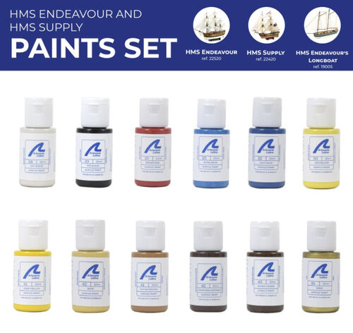 NEW! Artesania Latina 277PACK7 HMS Endeavour and HMS Supply Paints Set