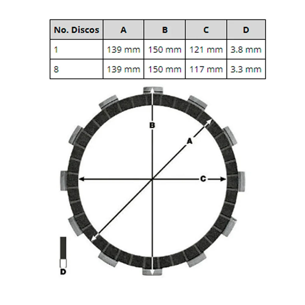 TRW MCC161-9 Lamele za motocikle set