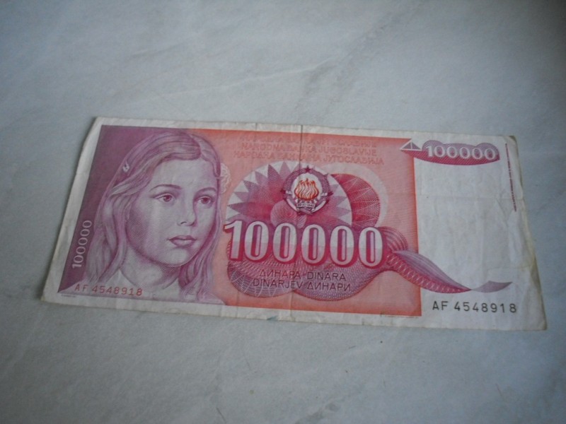 100000 DINARA 1989 JUGOSLAVIJA