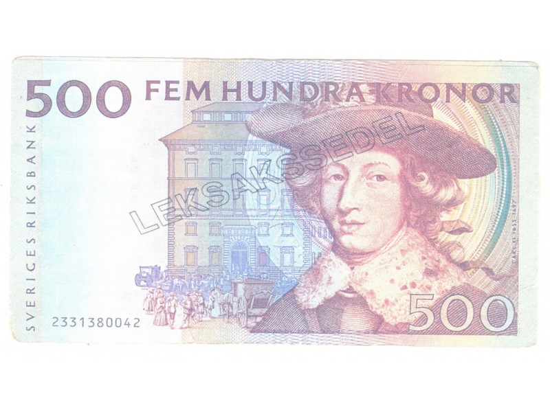 Svedska 500 kronor 1992 LEKSAKSSEDEL