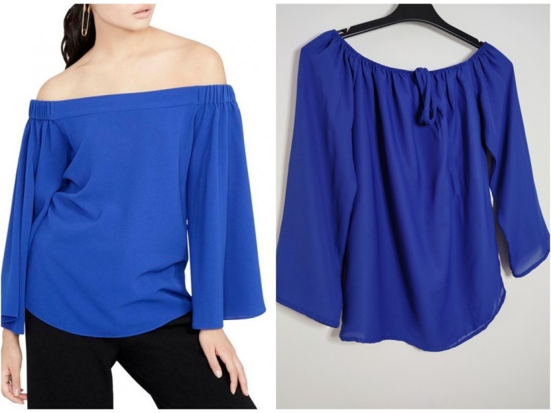 **OFF SHOULDER** plava bluza, KAO NOVO - Vel. M