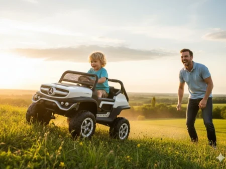 Terenski Mercedes Unimog za DVA deteta na akumulator - beli