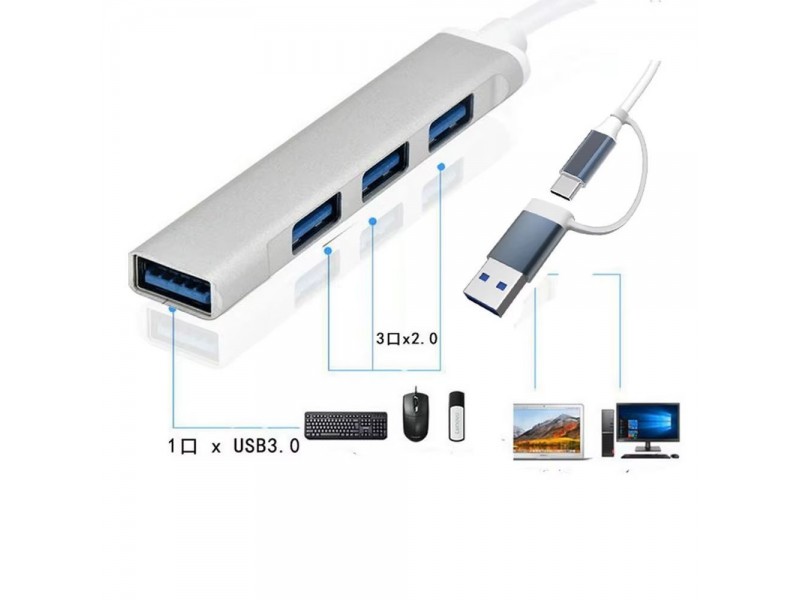 USB 3.0 HUB 4 x USB izlaza sa USB i Tip C ulaza